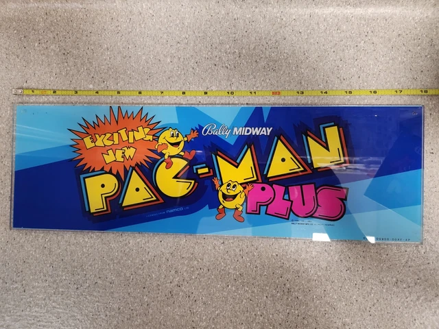 ORIGINAL PAC MAN plus PLEXI sign marquee ARCADE VIDEO GAME PART PACMAN ...