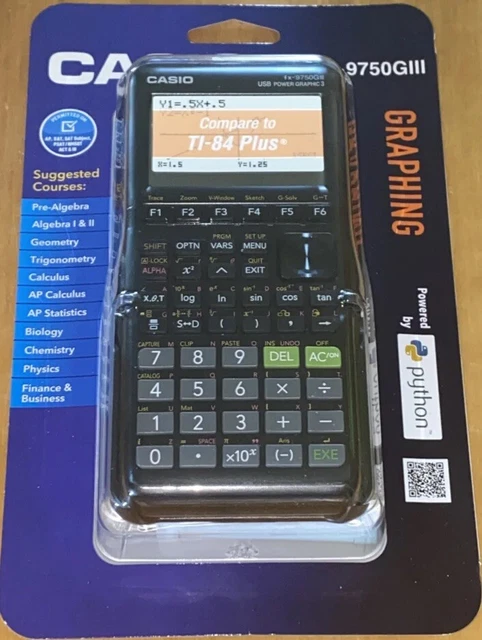 CASIO GRAPHING CALCULATOR TI-84 Powered by Python fx-9750GIII Brand New ...