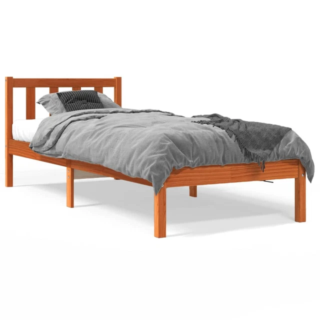 TIDYARD BED FRAME Bed Base Wax Brown 90x200 Solid Wood Pine Bedstead ...