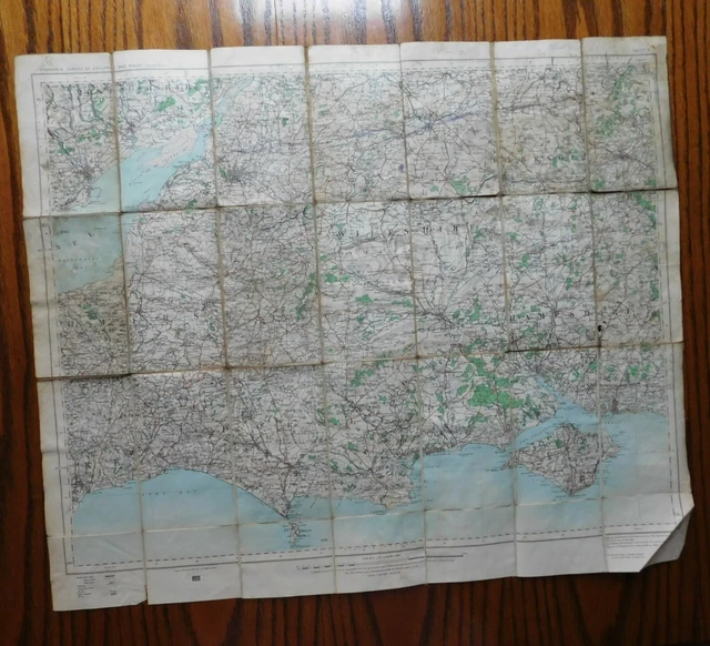 OLD ORDNANCE SURVEY map sheet 9 Quarter-inch cloth mounted 1913 2nd ...
