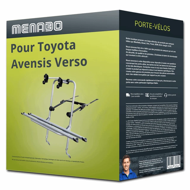 PORTE-VÉLO MENABO LOGIC 2 pour Toyota Avensis Verso type M2 2 vélos TOP ...