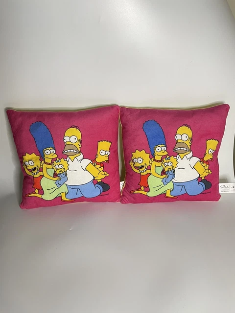 SIMPSONS UNIVERSAL STUDIOS family portrait pillow X 2 Bart Homer Maggie ...