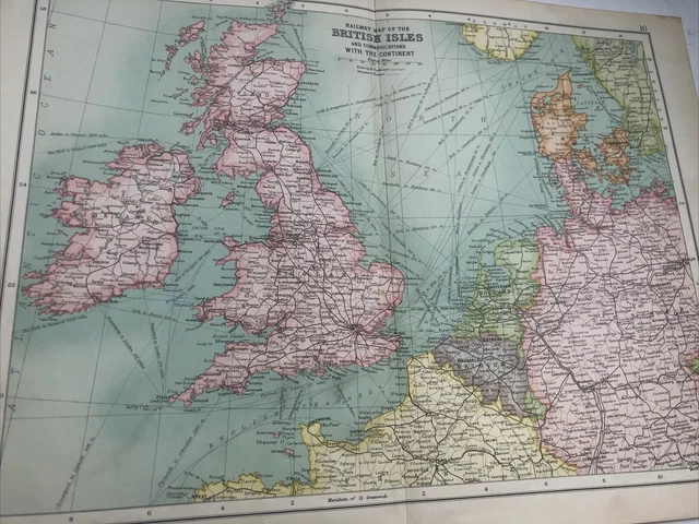 1910: ANTIQUE RAILWAY Map The British Isles & Communication With The ...