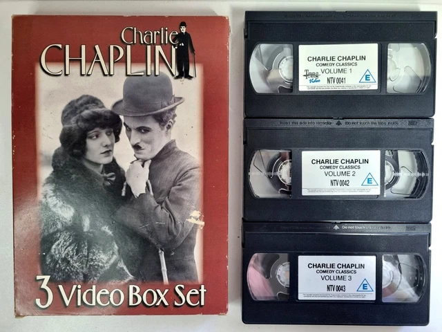 CHARLIE CHAPLIN BOX Set x3 VHS Silent Film Collection Charlie Chaplin ...