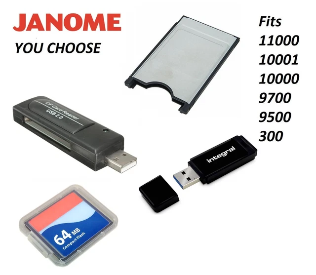 JANOME MEMORY CRAFT Embroidery Compact Flash CF Card Reader Adaptor ...