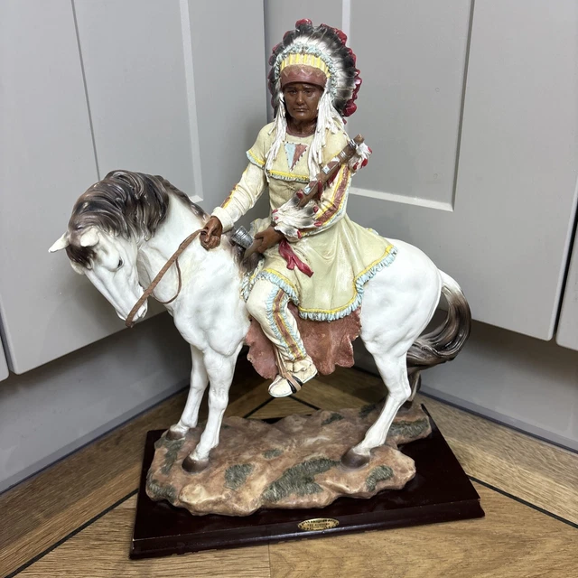NATIVE AMERICAN INDIAN Chief on Horseback Academy Collection Figurine £ ...