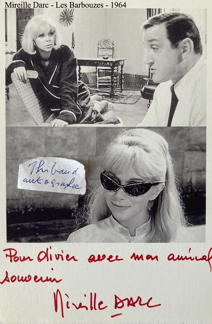 RARE CARTE BRISTOL Mireille Darc Autographe dedicace Signé 2000’s Delon Richard EUR 30,00 ...