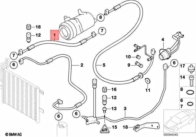 GENUINE BMW R52 R53 Cabrio Refrigerant Discharge Hose Line OEM ...