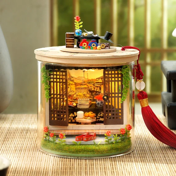 ADICO DIY MINI Bottle Wooden Korean Hanok Miniature House Craft Kit ...