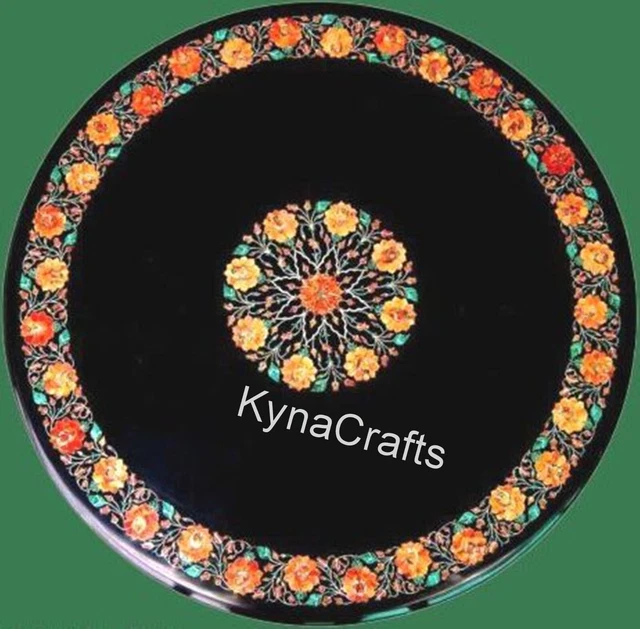 BLACK MARBLE DINING Table Top Border Design Inlay Work Patio Table for ...