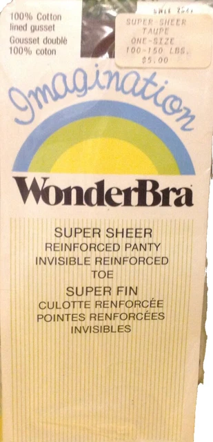VINTAGE PANTYHOSE WONDERBRA Super Sheer Color Taupe One Size BWON4 $13. ...
