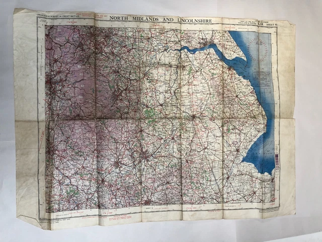 ORIGINAL WW2 BRITISH Army / RAF Bases Map - North Midlands ...