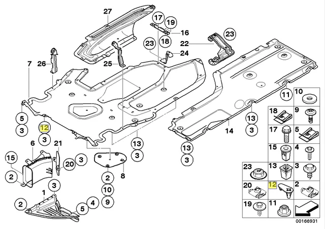 BMW E60 E61 E63 E64 Chassis Splash Shield Bolt Clip Nut 07147130337 New ...