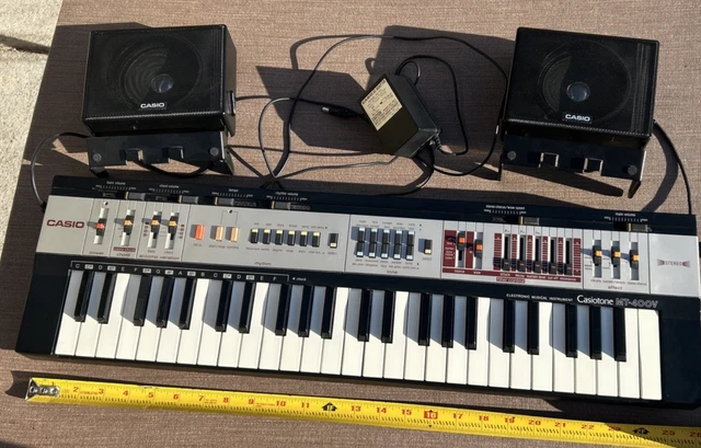 VINTAGE CASIO KEYBOARD & Speakers Casiotone MT-400V TESTED Needs Work ...