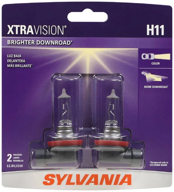 SYLVANIA H11 XTRAVISION (2) High Performance Halogen Vehicle Headlight ...
