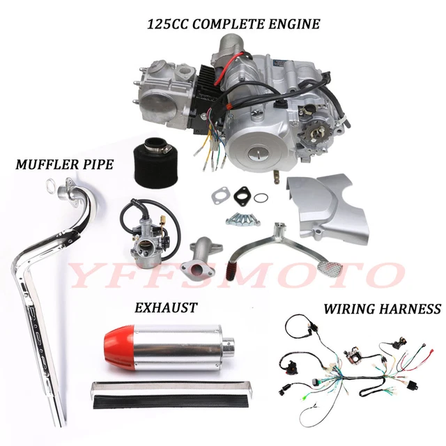 125CC 4-STROKE ENGINE MOTOR Kit Wiring Exhaust for Coolster Taotao Pit ...