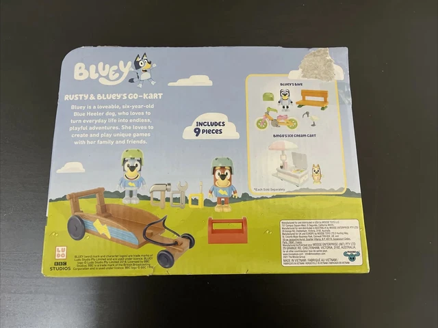 BLUEY RUSTY BLUEY'S GO KART GO-KART Disney Junior PLAYSET Figures/DMG ...