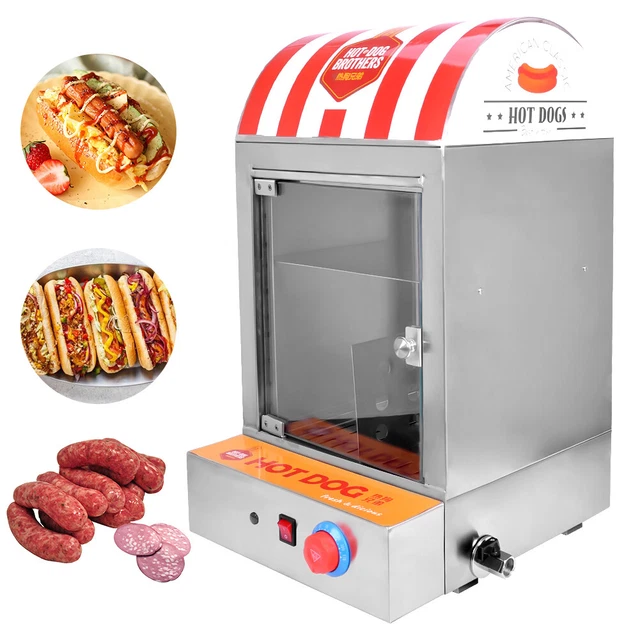 COMMERCIAL HOT DOG Steamer Machine 1500W Sausage Warmer Hot Dog Bun ...