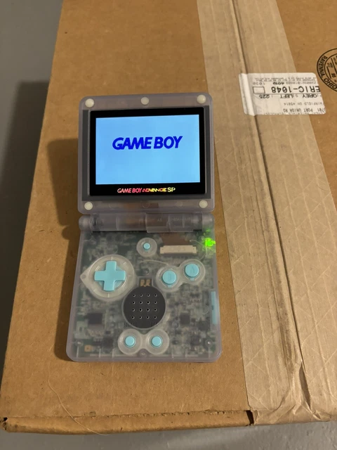 NINTENDO GAMEBOY ADVANCE SP GBA SP Modded IPS Screen + Charger - Ice ...