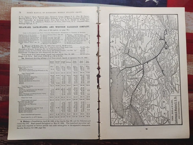 1902 TRAIN ROUTE Map + Report DELAWARE LACKAWANNA & WESTERN RAILROAD ...