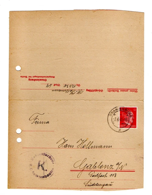 CONCENTRATION CAMP POST Letter Concentration Camp Sachsenhausen 2nd WK ...