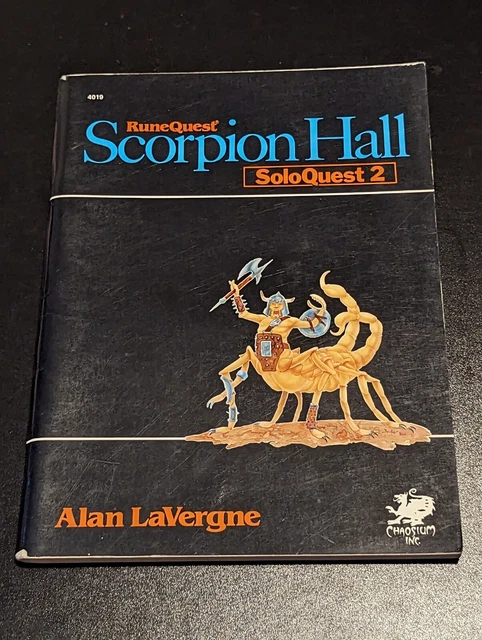 RARE RUNEQUEST SCORPION Hall SoloQuest 2 Chaosium GW imprimé 1982 livre ...