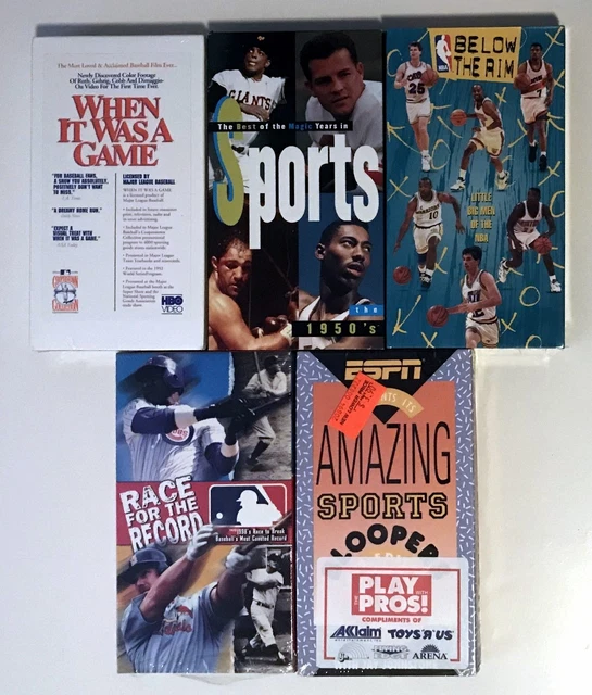 5 VHS TAPES - SPORTS - Various (2 Baseball - 1 Basketball - 1 Bloopers ...