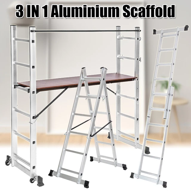 MULTI-PURPOSE ALUMINIUM WORKING Scaffold Ladder Scaffolding Tower Step ...