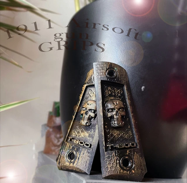 COLT 1911 GRIPS Cyborg TERMINATOR SKELLET T-800 airsoft accesories £11. ...