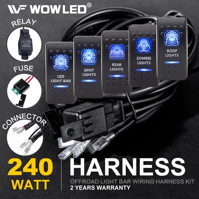 WATERPROOF LED ILLUMINATED Backlit Rocker Switch + Relay Fuse Wiring ...