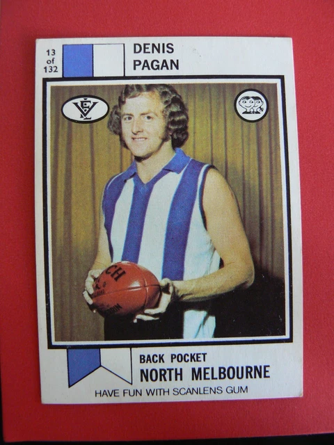 NORTH MELBOURNE DENIS Pagan Scanlens AFL/VFL card $25.00 - PicClick AU