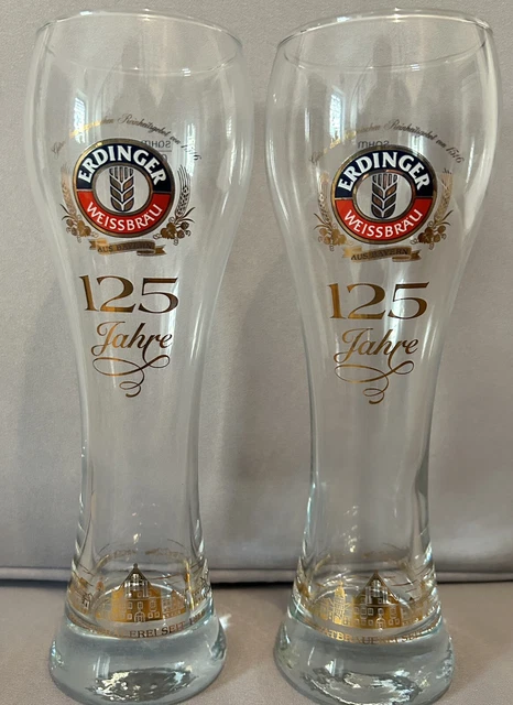 ERDINGER WEIZENBIER 2 Gläser Bierglas Biergläser Glas - 125 Jahre - 0,5 ...