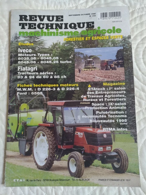 REVUE TECHNIQUE TRACTEUR FIATAGRI FIAT séries 60-94 65-94 72-94 82-94 ...