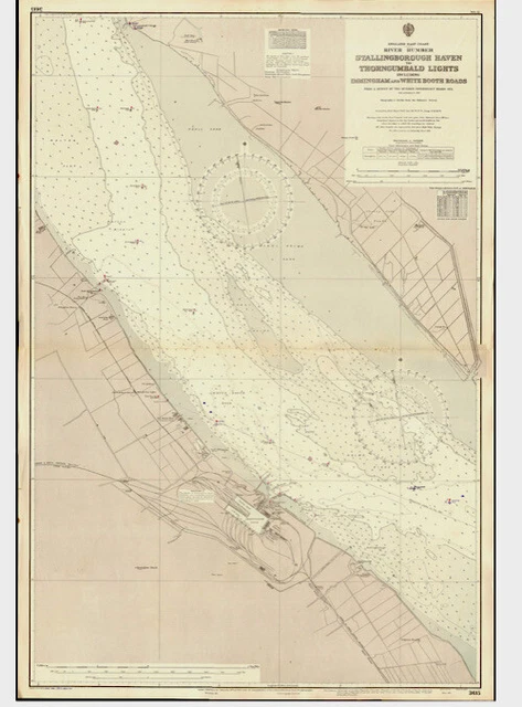 ANTIQUE ADMIRALTY CHART. No.3615. RIVER HUMBER, IMMINGHAM. 1921 Edition ...