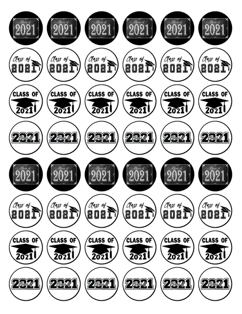 48 CLASS OF 2021 3CM PREMIUM ICING Cup Cake Topper FEIER ABSCHLUSS D1 ...