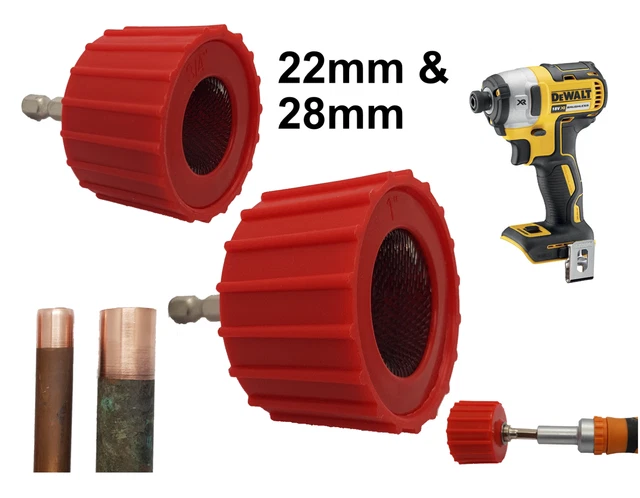 COPPER PIPE CLEANER Brush For Drill/Driver - 22mm & 28mm Plumbing tools ...