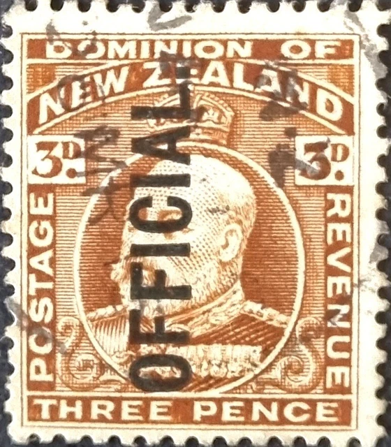 NEW ZEALAND NICE 3d King Edward Used Stamp Overprinted "Official" as ...