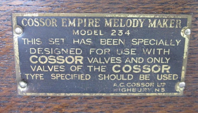 VINTAGE COSSOR EMPIRE MELODY MAKER RADIO Circa 1931 wireless valve tube ...