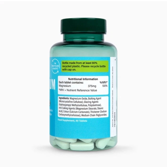 H&B MAGNESIUM SUPPLEMENT 375mg 90 Tablets, Vegan, Bone Muscle NEW UK £ ...