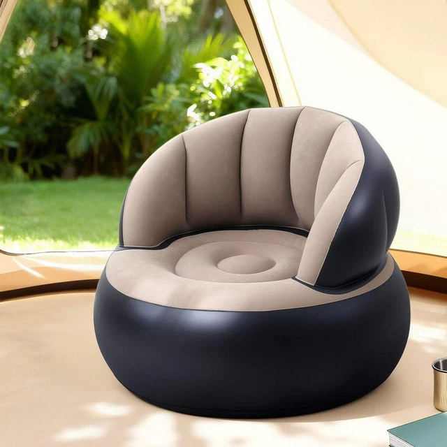 GARDEON INFLATABLE CHAIR Round Air Sofa Camping Lounge w/ Pump Foldable ...