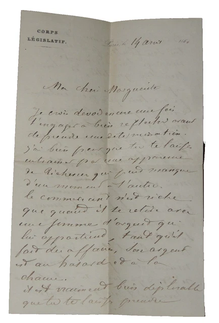 LETTRE DE CHARLES LE ROUX (1860) peintre paysagiste et homme politique ...