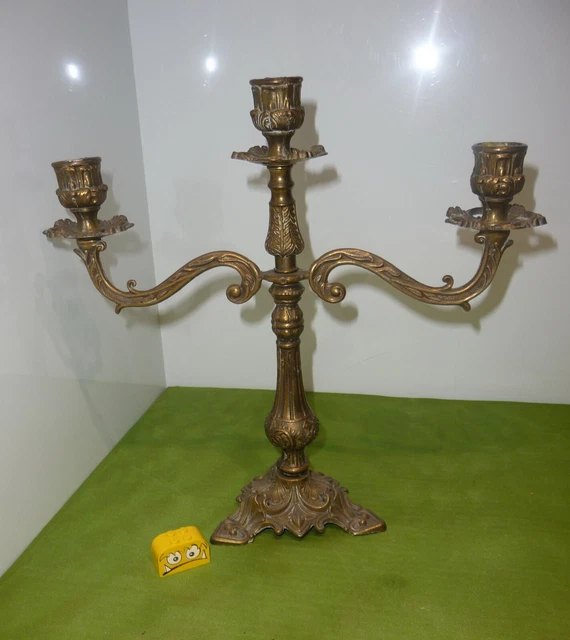 VINTAGE MESSING KERZENHALTER Kerzenständer Kerzenleuchter 3-armig H ca. 28 cm EUR 22,00 ...