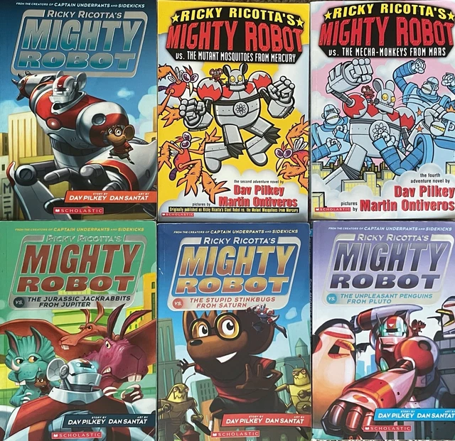LOT OF 6 "Ricky Ricotta's Mighty Robot" Series Books By Dav Pilkey 1 2 ...