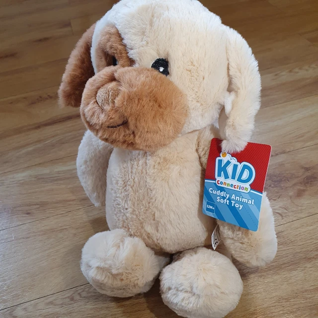 ASDA PUPPY DOG Soft Toy Plush Brown Ears Beige Tan Patch Tag Kid ...