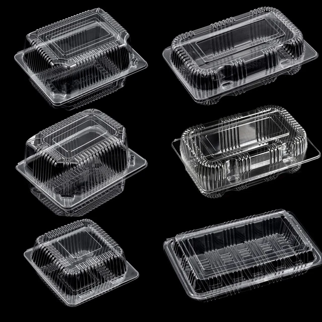 100X THIN CLEAR Plastic Boxes Containers Lightweight Use For Bakes Cake ...