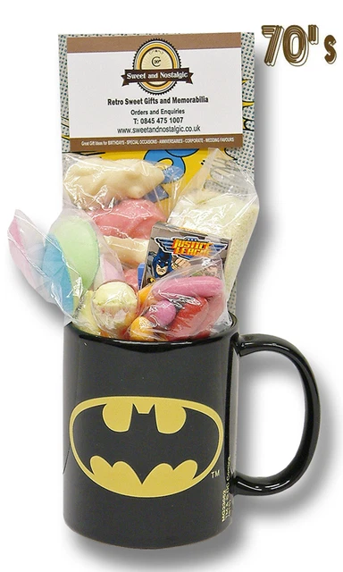 BATMAN LOGO MUG with a KAPOW! selection of 60's Retro Sweets £14.95 ...