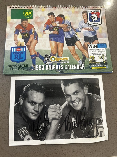 NEWCASTLE KNIGHTS 1993 Calendar & Paul Harragon / Mark Sargent Signed ...