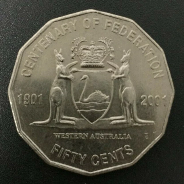CIRCULATED AUSTRALIAN 50C Fifty cent coin💰2001💰WESTERN AUSTRALIA - WA 💰 ...
