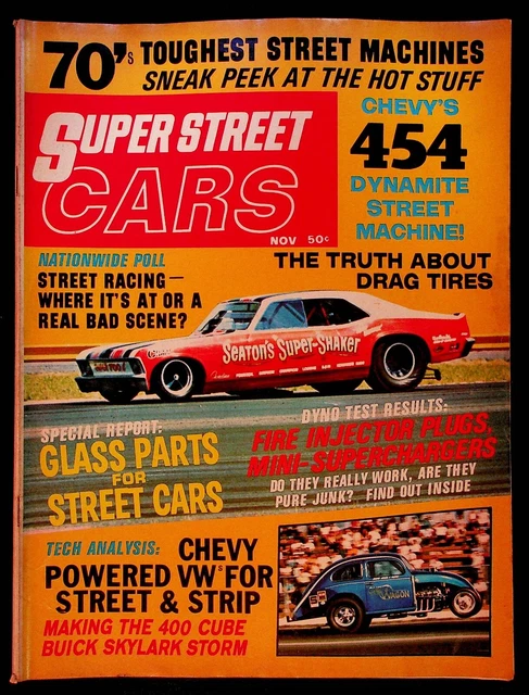 VINTAGE SUPER STREET Cars Magazine November 1969 Drag Racing Volkswagen ...