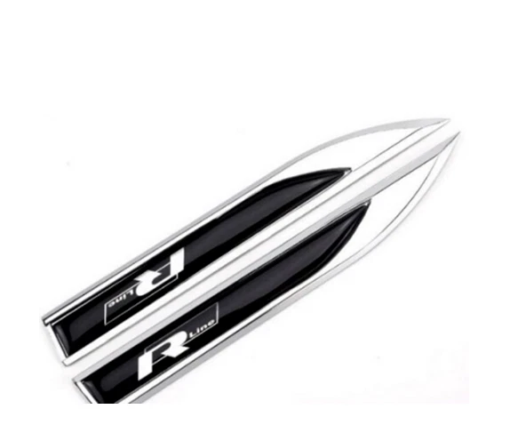 VW BLACK CHROME R-Line Side Wing Fender Emblem Badge Golf Polo MK4 MK5 ...